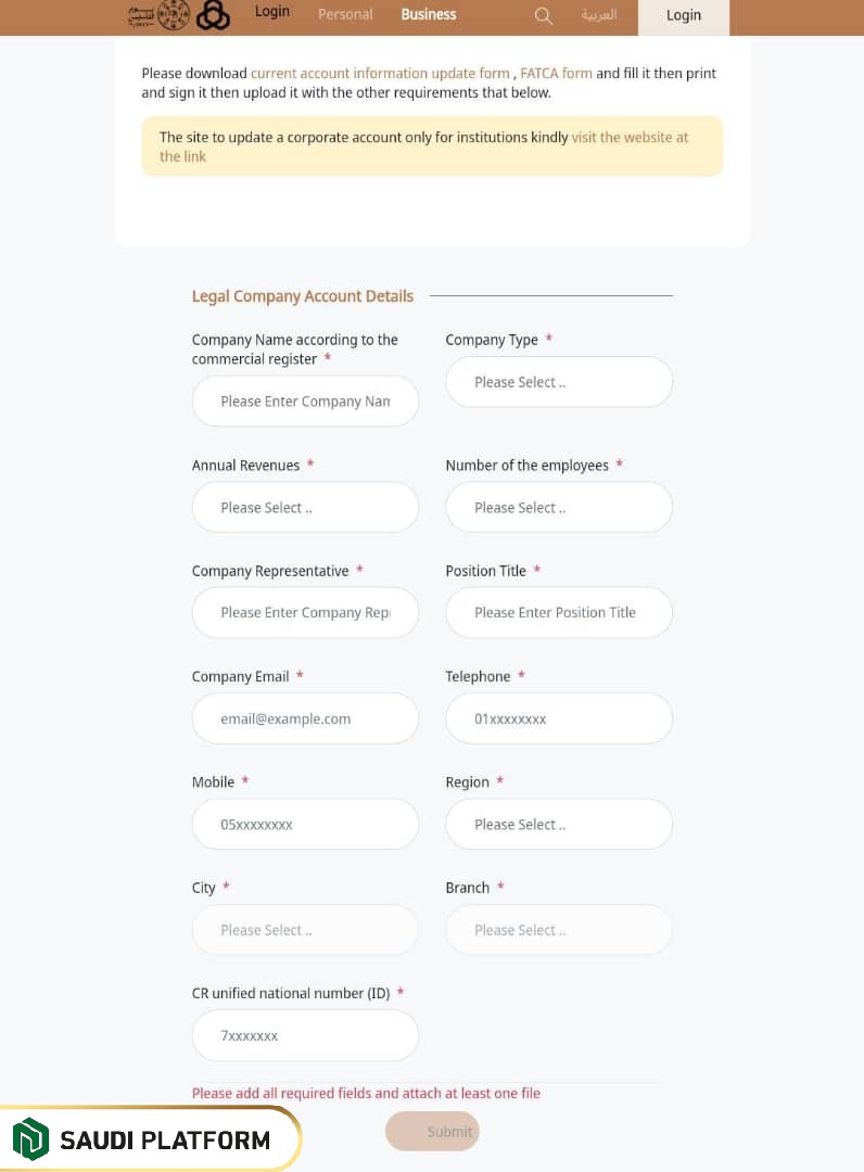 Al Rajhi Bank Account Update Online - Saudi Platform